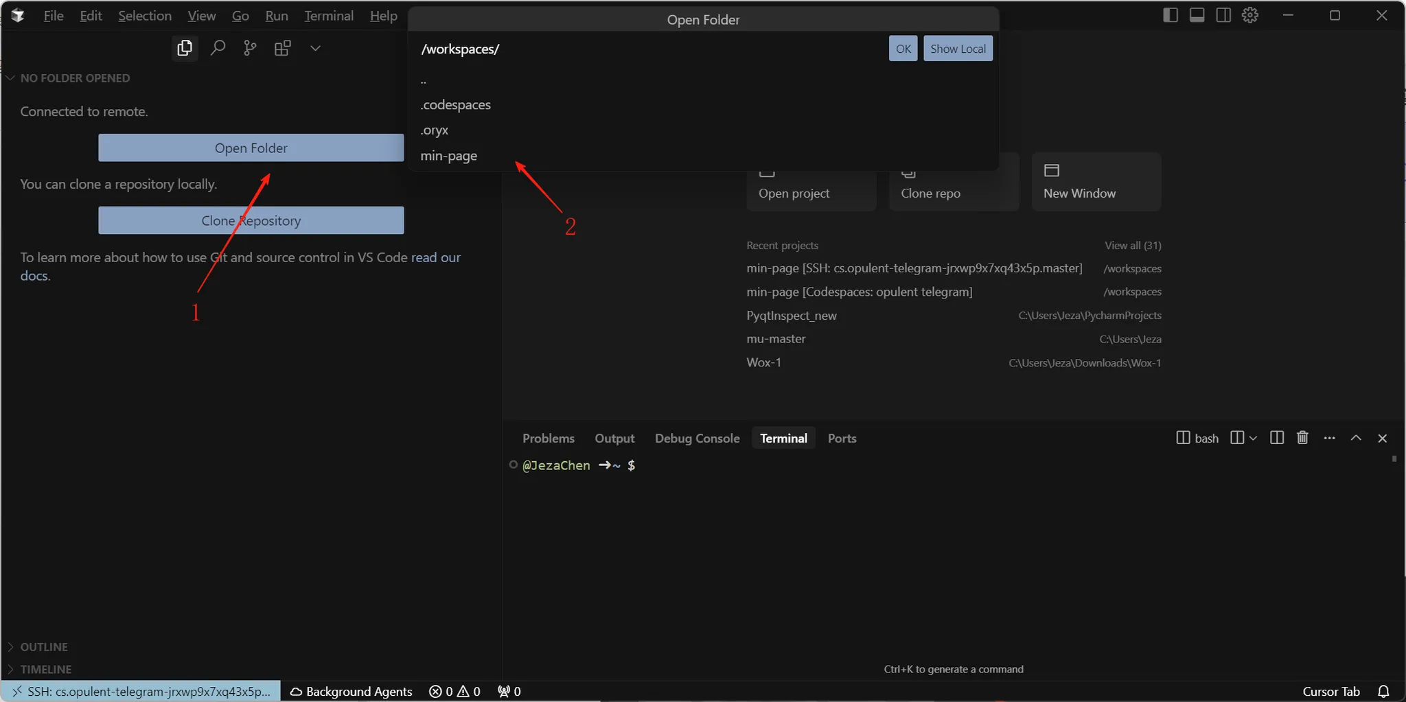 Cursor连接Github Codespaces札记 - JZX 轻语 | 陈建彰的博客